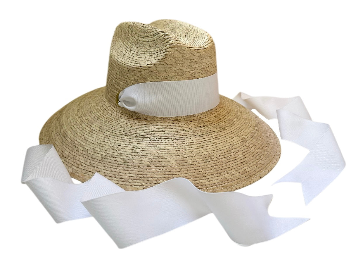 Hollyhock Sun Hat - White Long Grosgrain Ribbon – Fieldshop by Garden & Gun